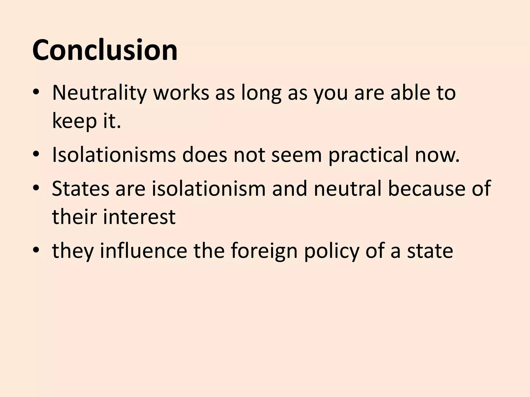 Isolationims and Neutrality | PPTX