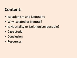 Isolationims and Neutrality | PPTX