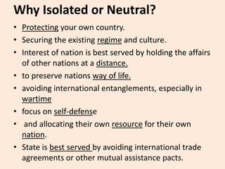 Isolationims and Neutrality | PPTX