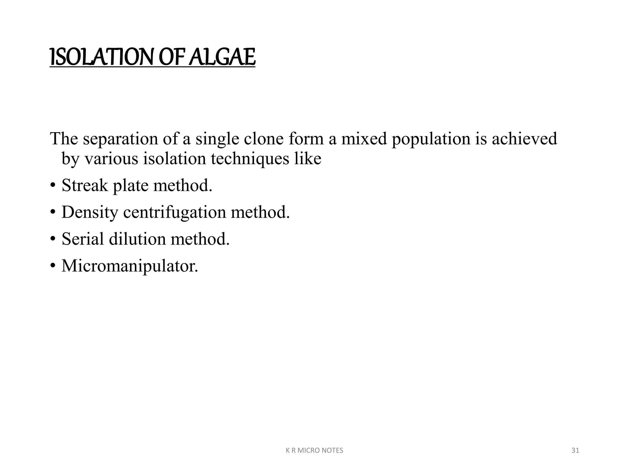 ISOLATION OF ALGAE (INDOOR) AND PHOTOBIOREACTOR K R.ppt