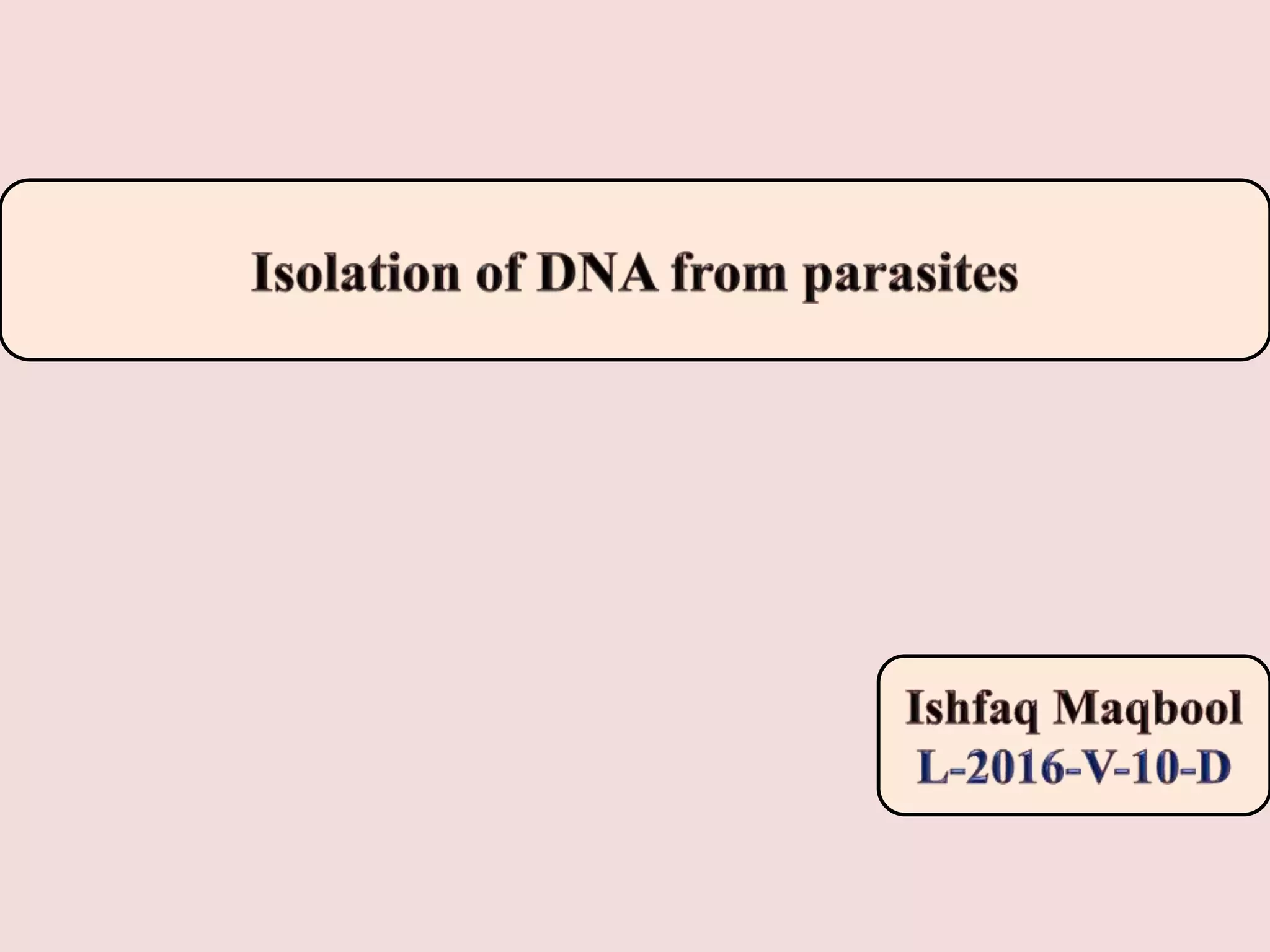 Isolation of DNA from parasites | PPT