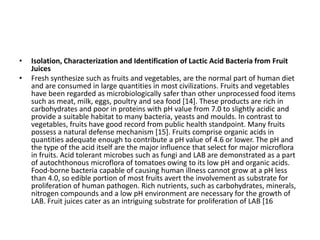 Isolation of lactobacilli sp. from various nondiary substrates | PPTX