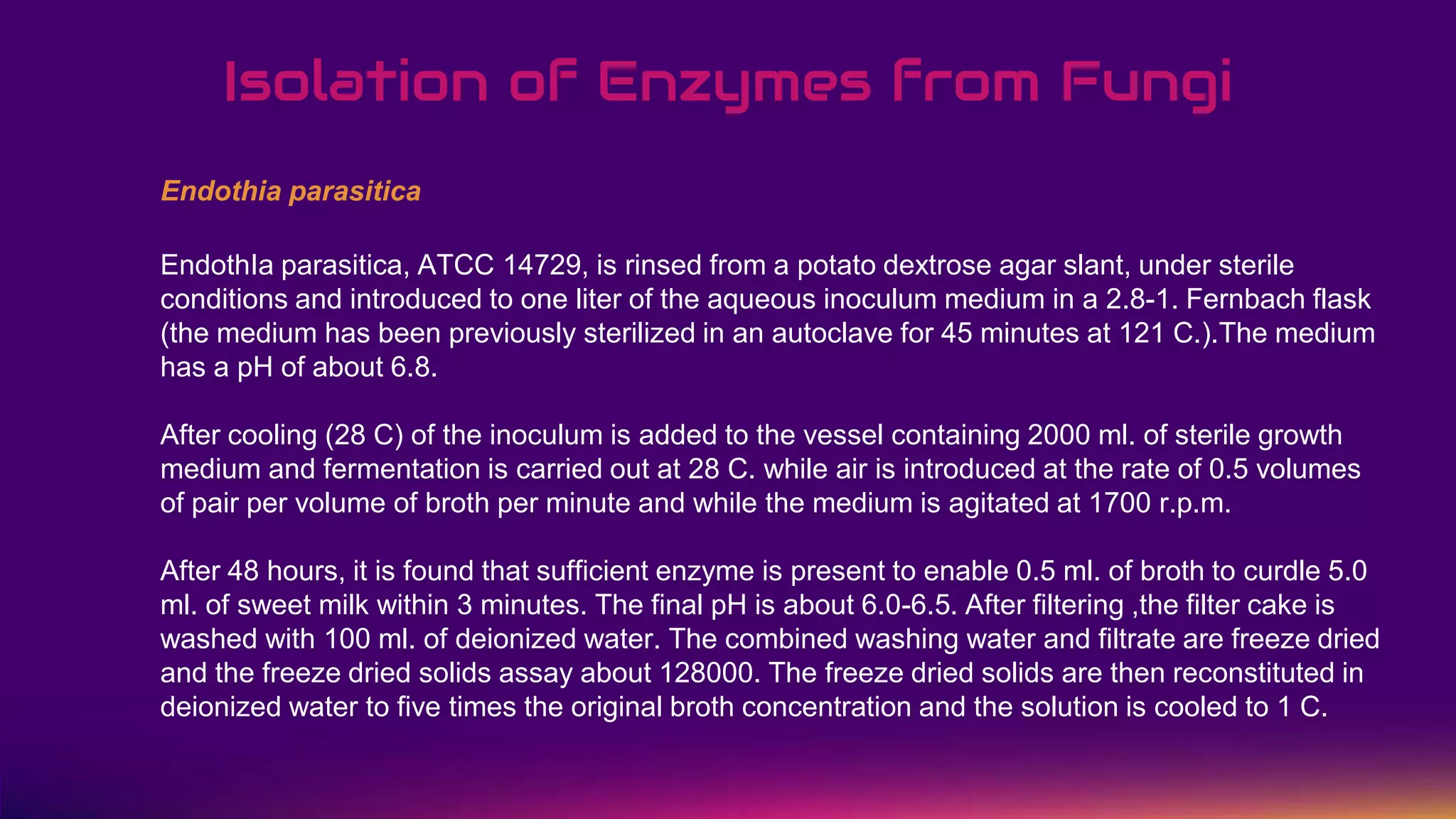 Isolation of milk clotting enzymes | PPT