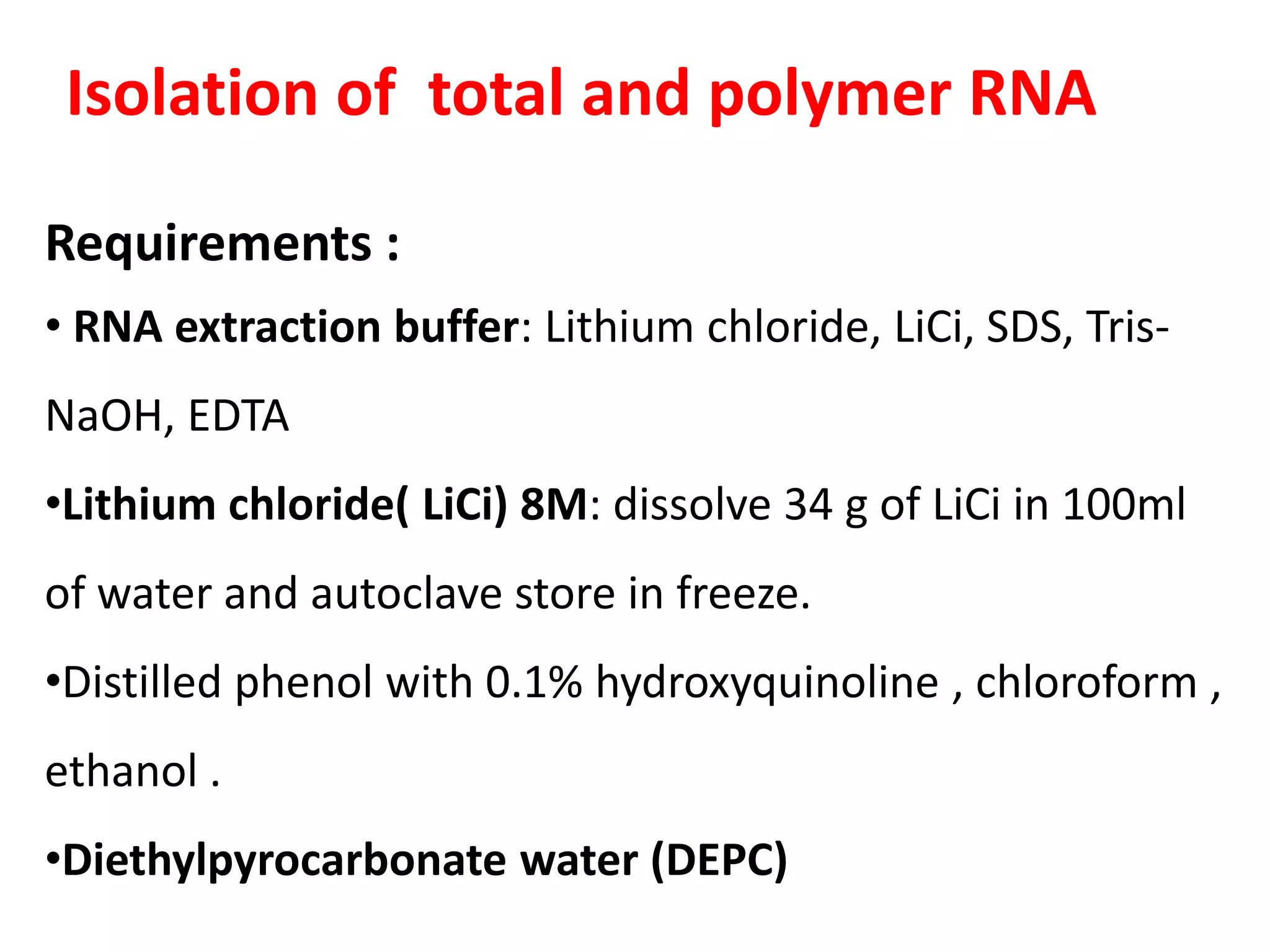 Isolation of RNA | PPTX | Chemistry | Science