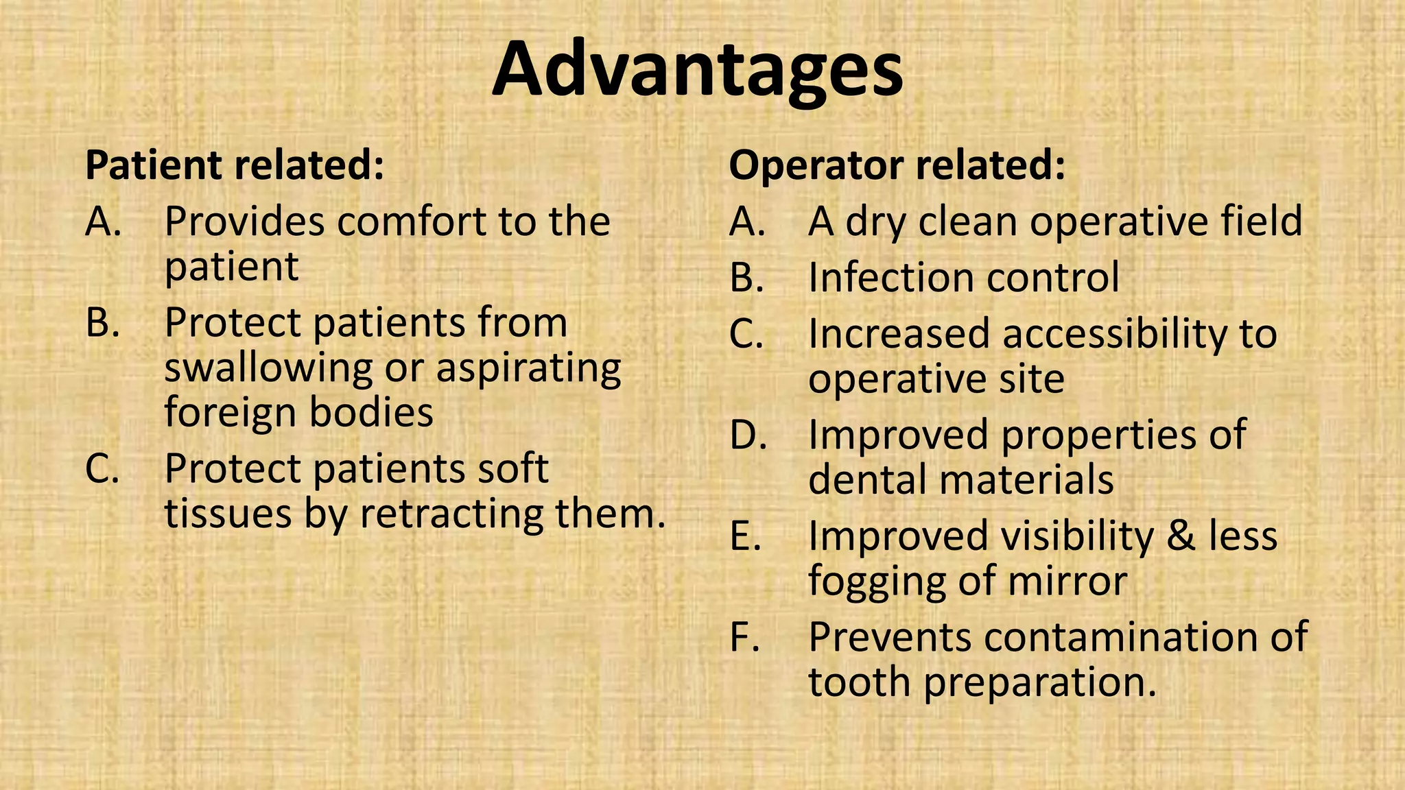 Isolation of the operative & endodontic field | PPTX