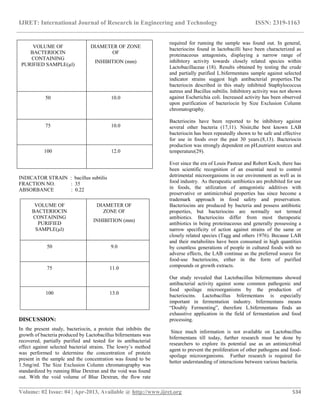 Isolation, partial purification of proteins produced by lactobacillus ...