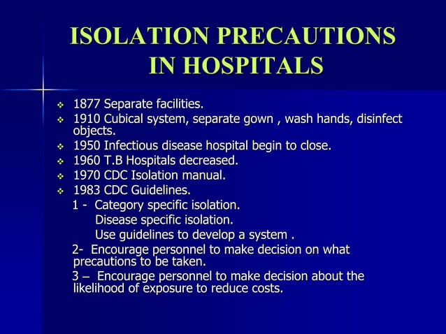 Isolation precautions | PPTX | Infectious Diseases | Diseases and ...