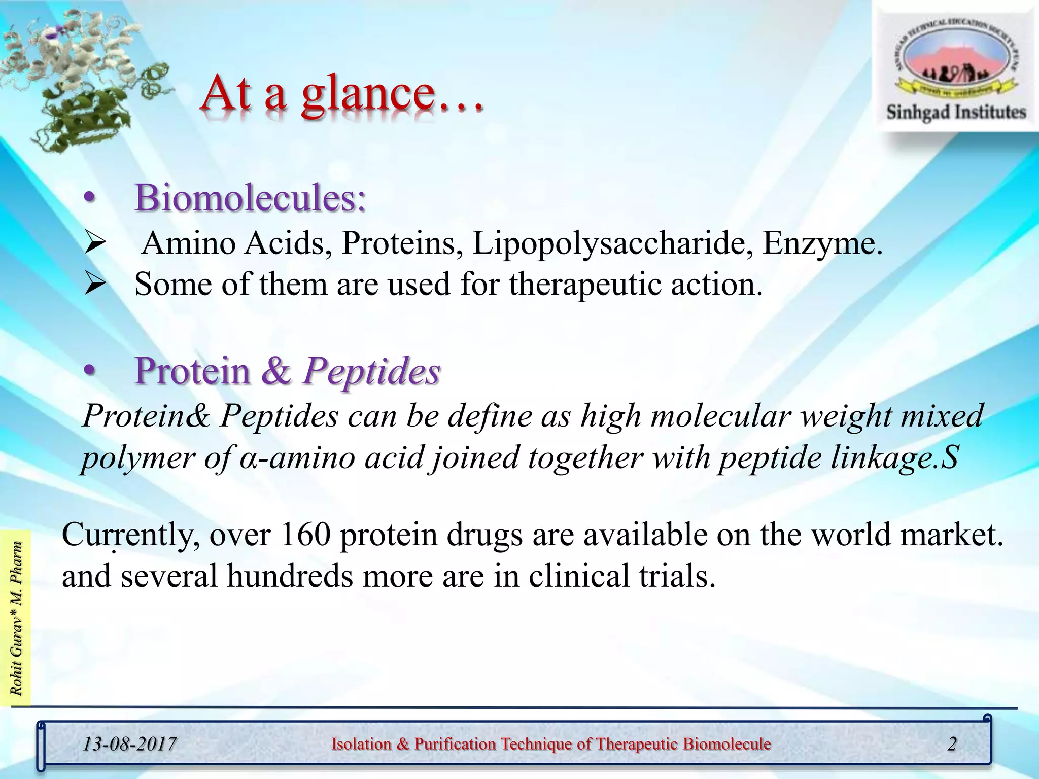 Isolation purification technique for Therapeutic Bio molecules ...