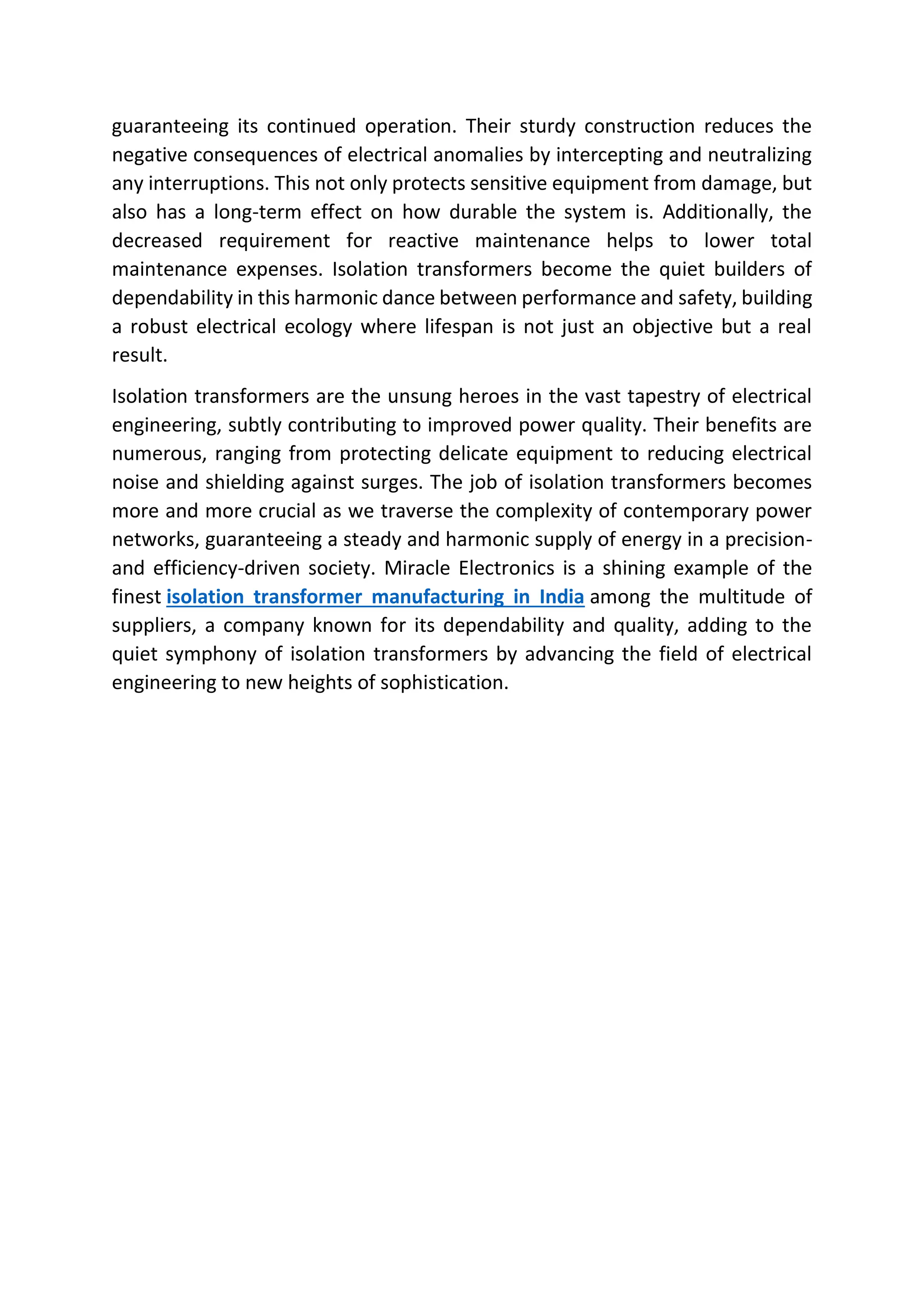 ISOLATION TRANSFORMERS – ELEVATING POWER QUALITY WITH PRECISION.pdf