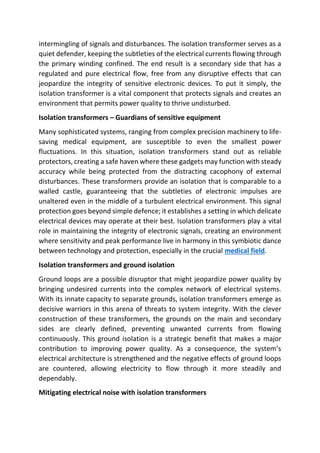 ISOLATION TRANSFORMERS – ELEVATING POWER QUALITY WITH PRECISION.pdf