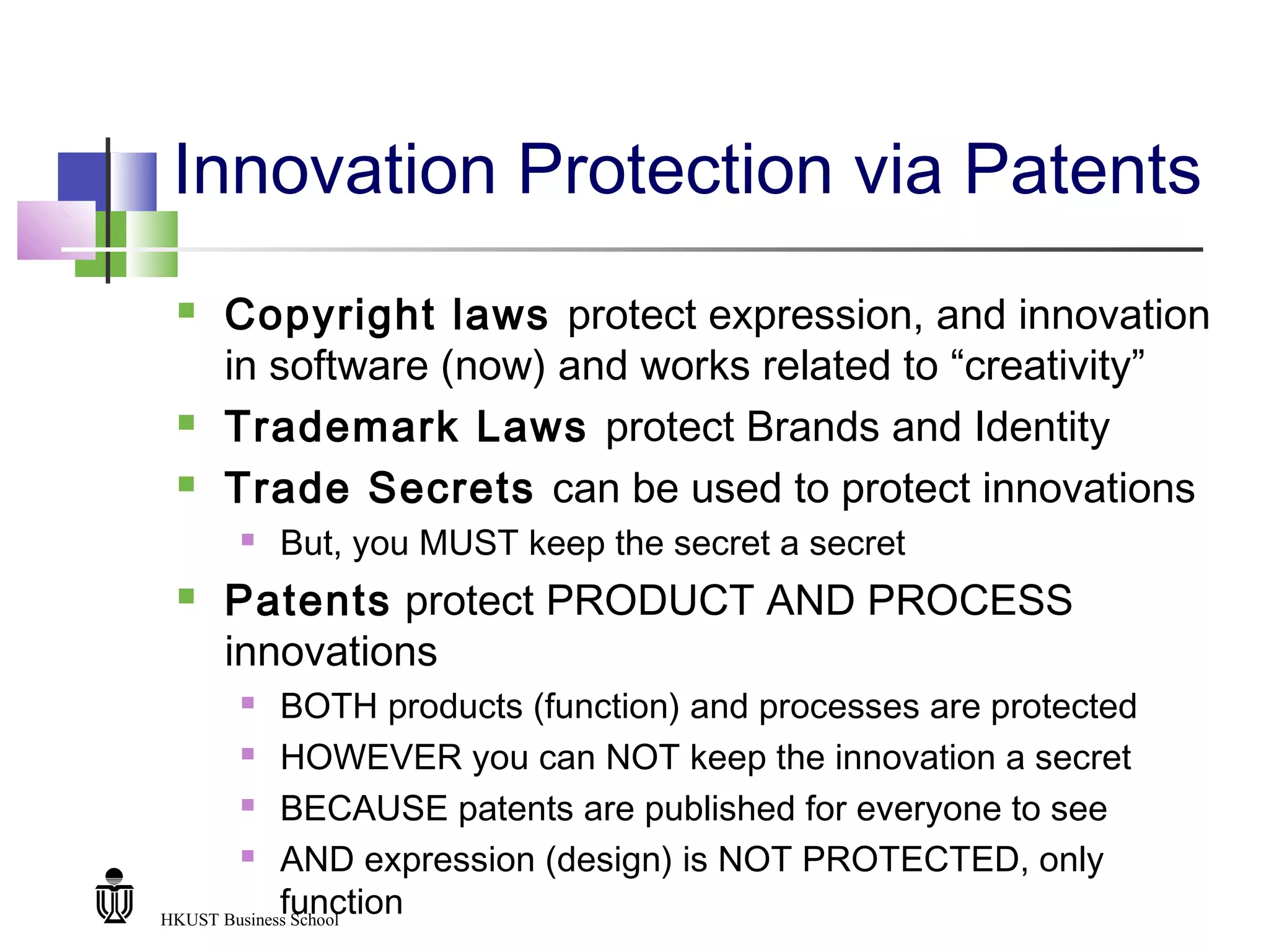 protection of product and design innovations | PPT