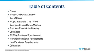 BCBSA Requirements: Final Presentation | PDF