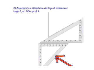 Assonometria isometrica del pezzo lego 2x0.5x4