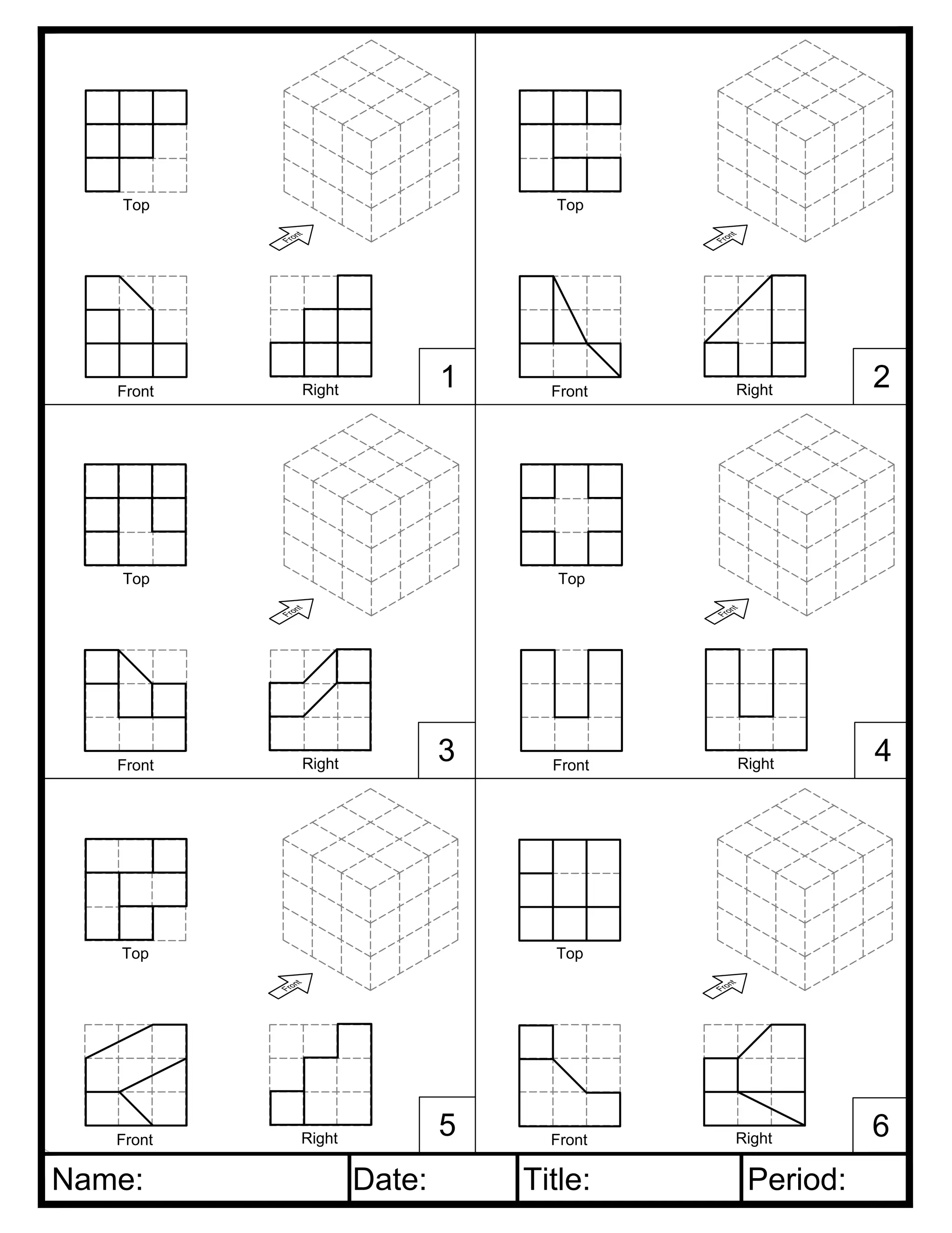 Isometric Practice Drawing from Orthgraphic | PDF