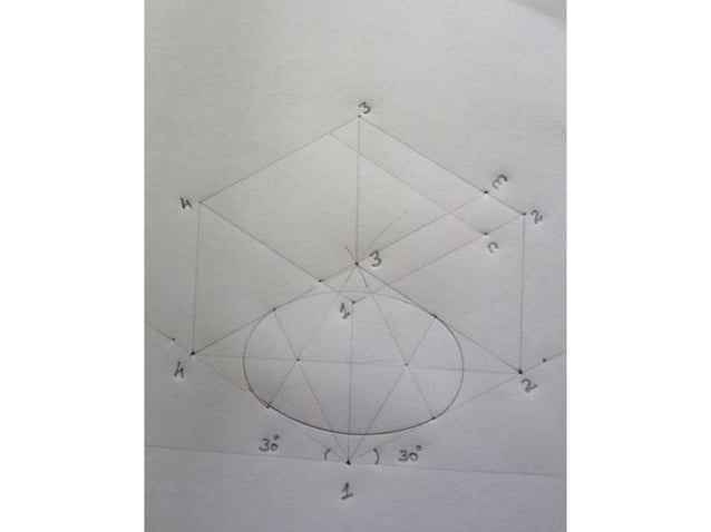 Isometric projection of frustum of cone