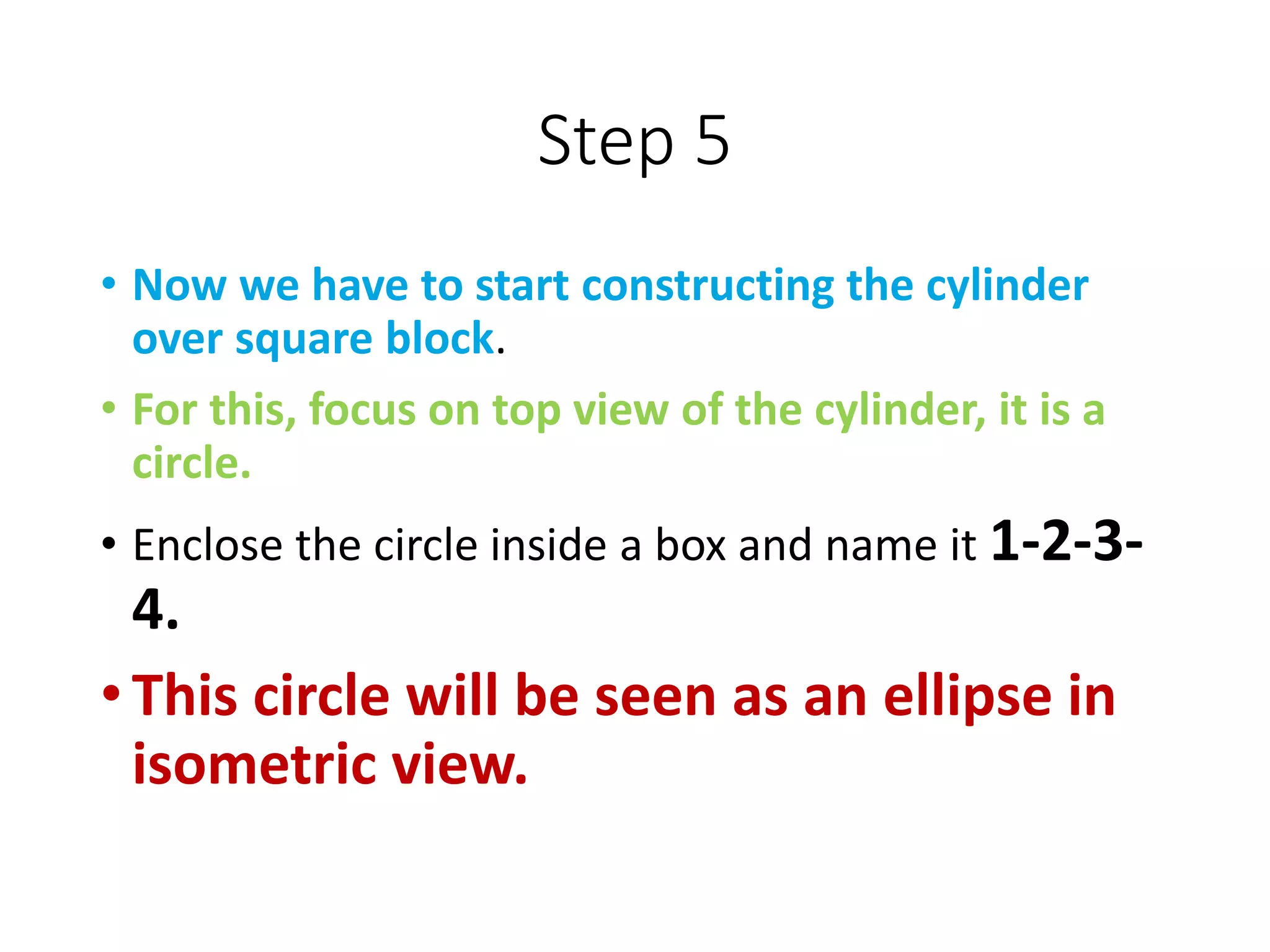 Isometric view of combination of solids: Cylinder resting centrally ...