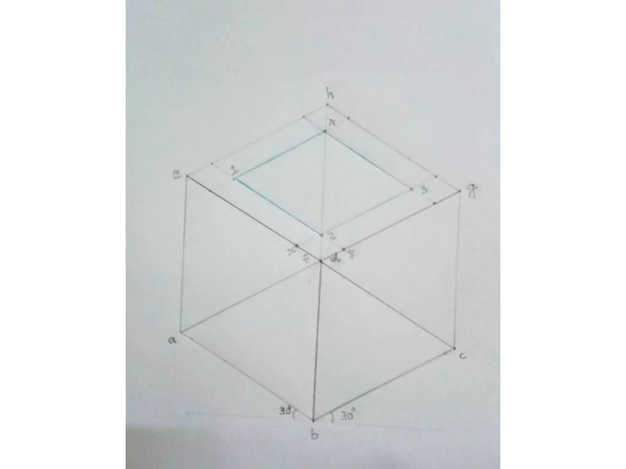 Isometric view of combination of solids: Cylinder resting centrally ...
