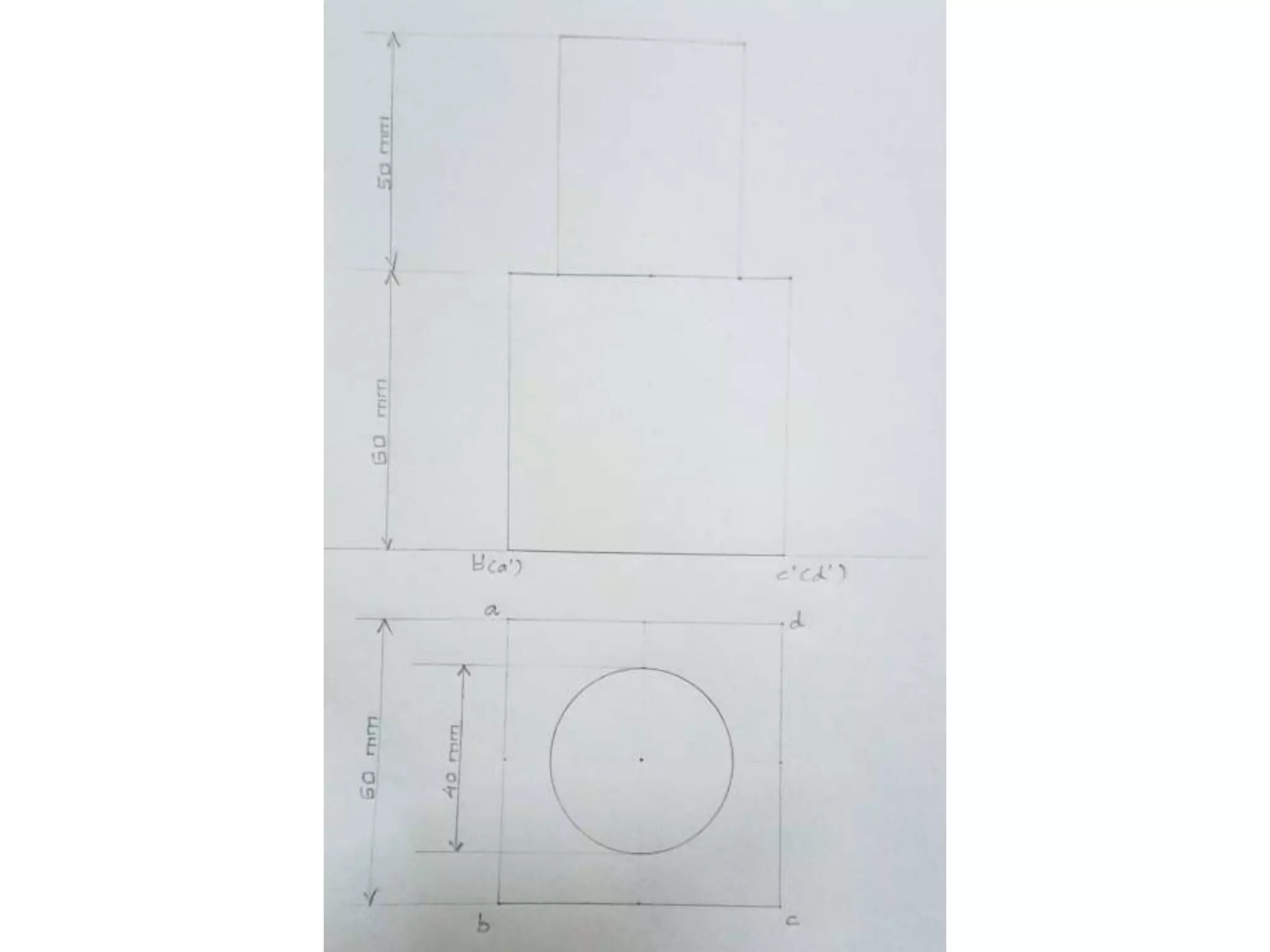 Isometric view of combination of solids: Cylinder resting centrally ...