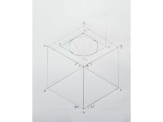 Isometric view of combination of solids: Cylinder resting centrally ...