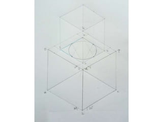 Isometric view of combination of solids: Cylinder resting centrally ...
