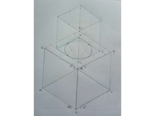 Isometric view of combination of solids: Cylinder resting centrally ...
