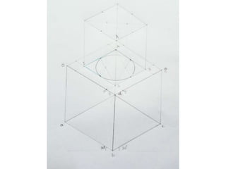 Isometric view of combination of solids: Cylinder resting centrally ...
