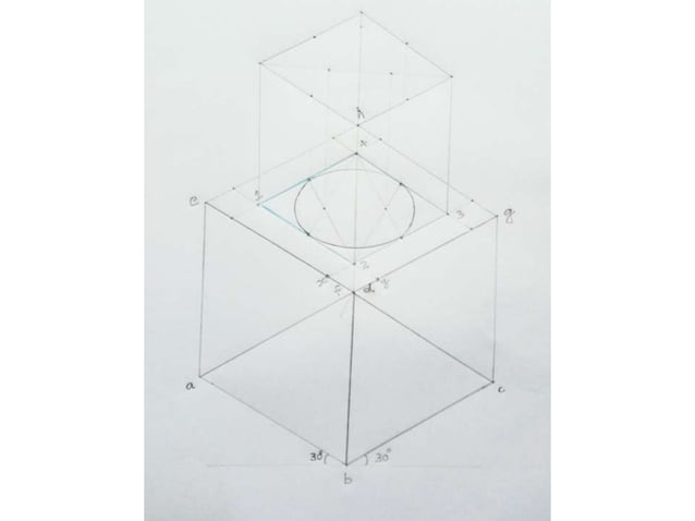 Isometric view of combination of solids: Cylinder resting centrally ...