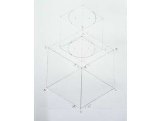 Isometric view of combination of solids: Cylinder resting centrally ...