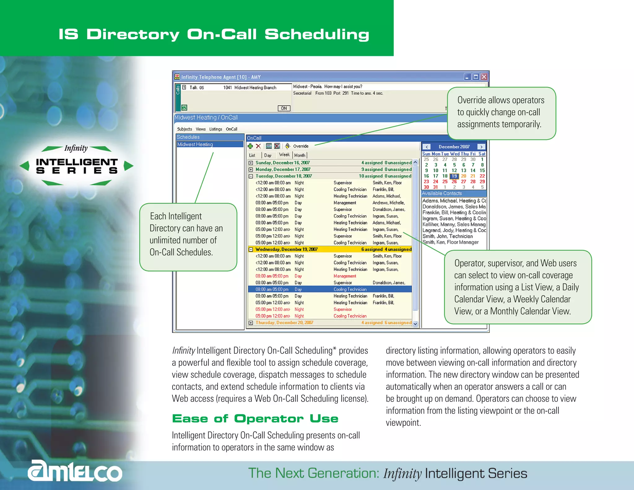AMTELCO Infinity IS On Call Scheduling Directory | PPT