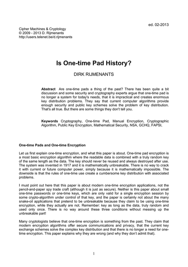 One Time Pad Journal | PDF