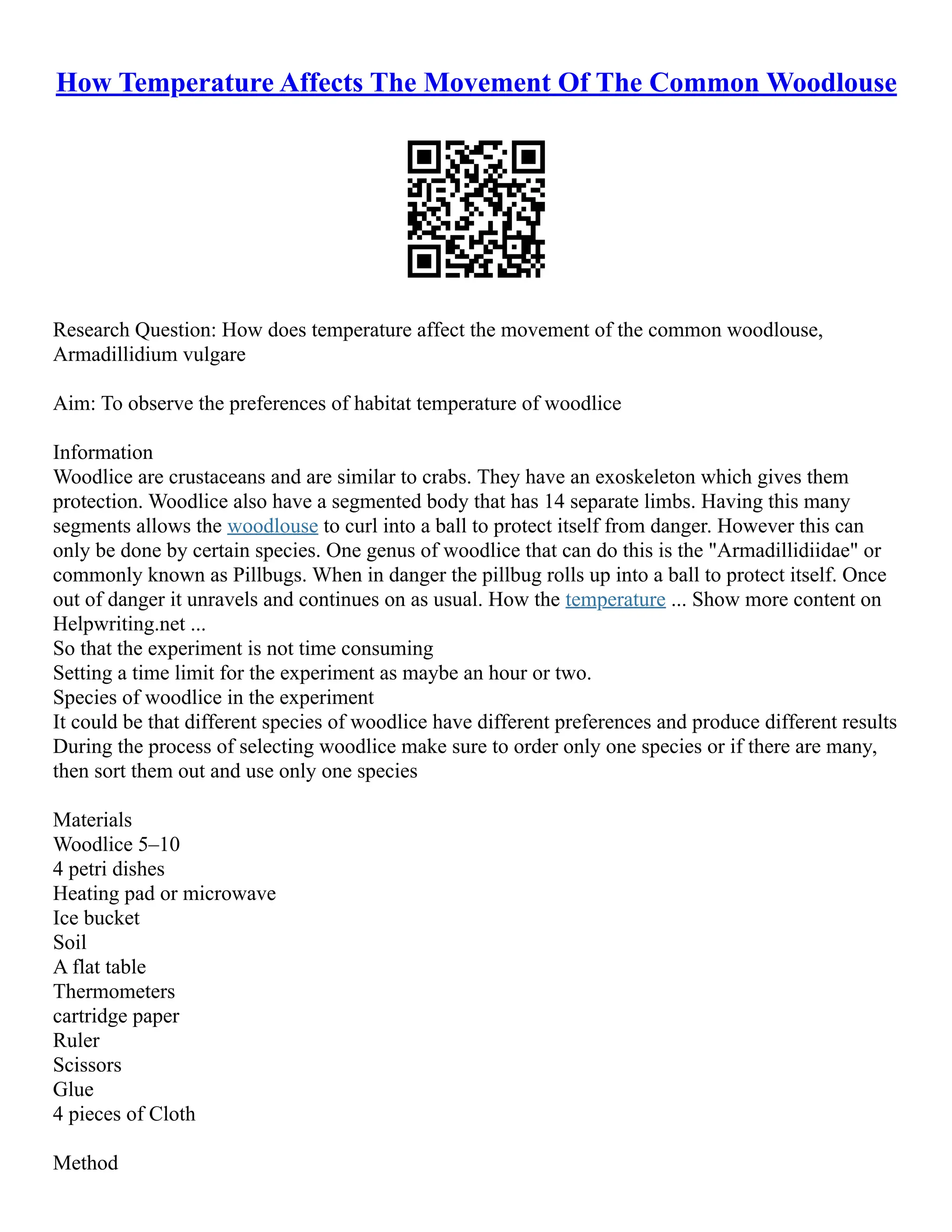 Isopod Lab Report | PDF