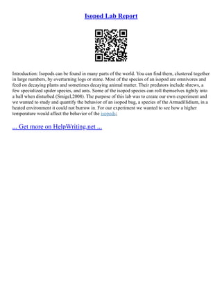 Isopod Lab Report | PDF