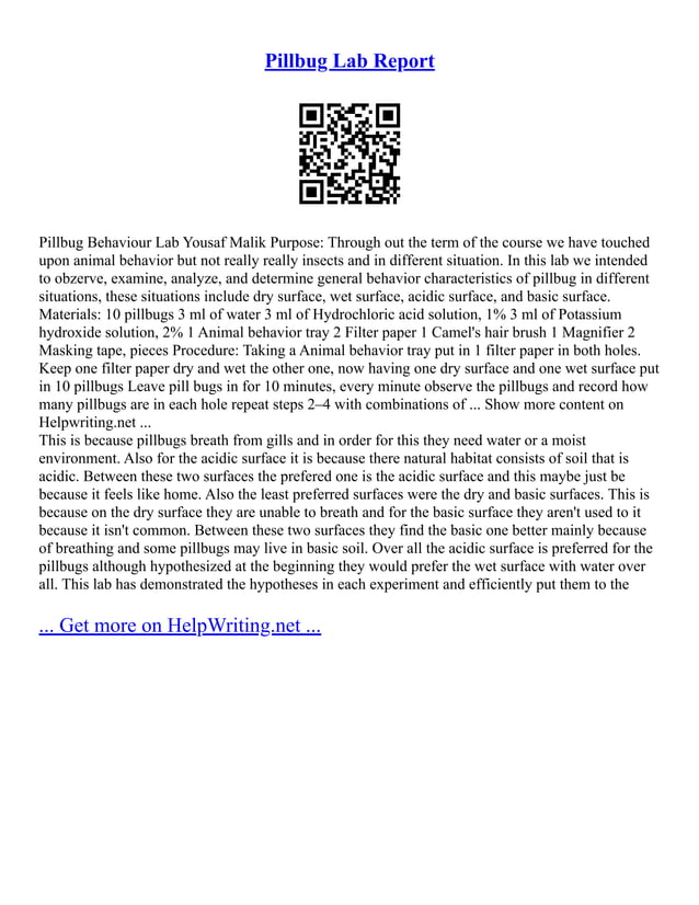 Isopod Lab Report | PDF