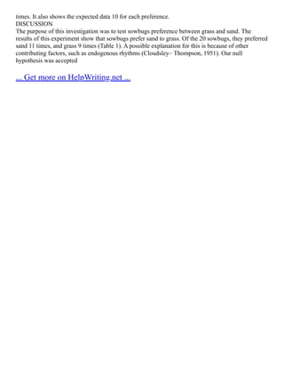 Isopod Lab Report | PDF