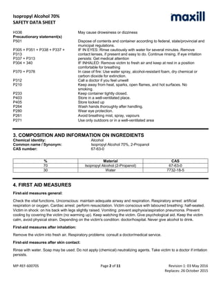 m13 Isopropyl alcohol 70% msds sheet | PDF