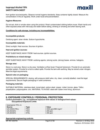 m13 Isopropyl alcohol 70% msds sheet | PDF