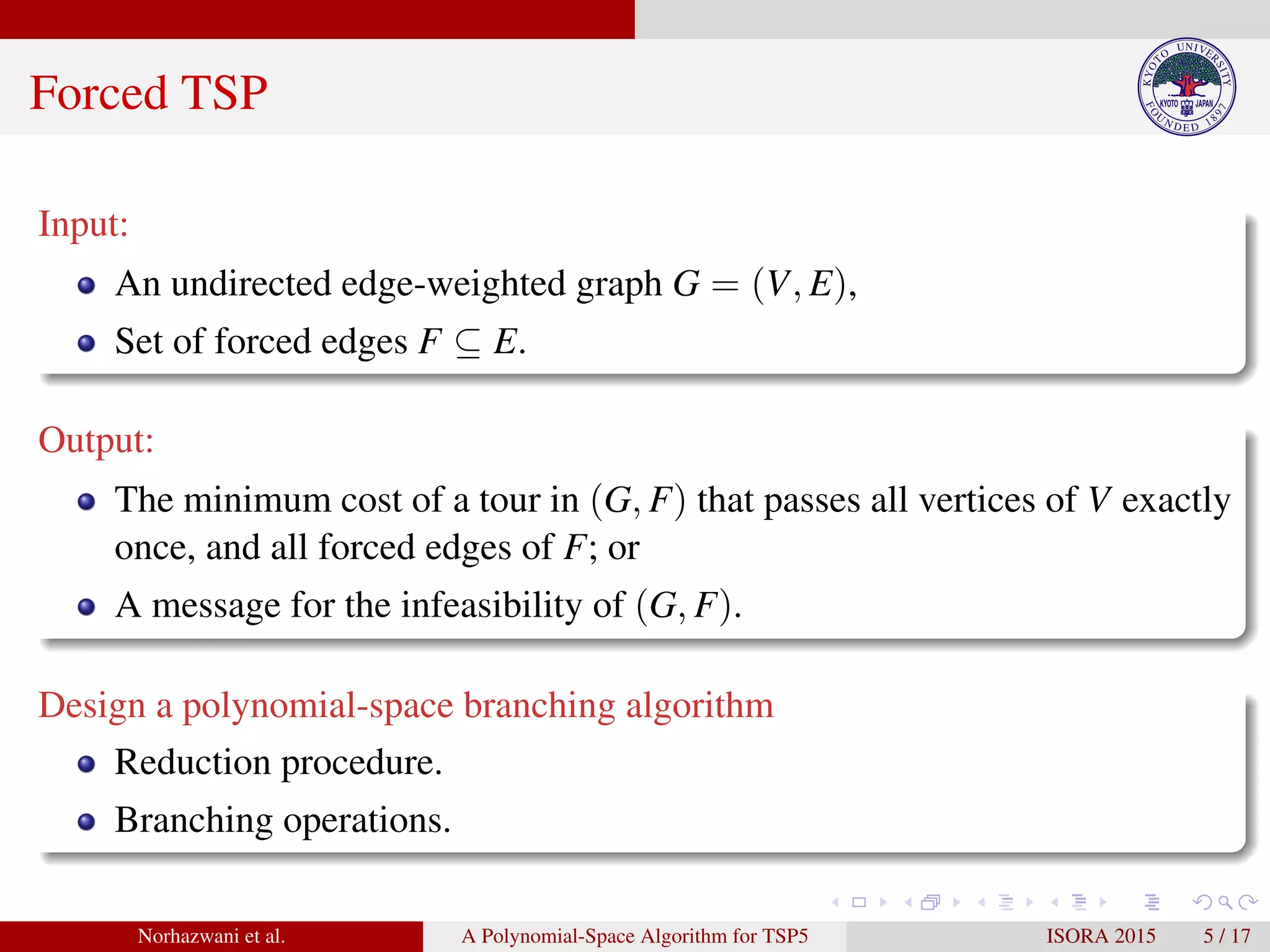 A Polynomial-Space Exact Algorithm for TSP in Degree-5 Graphs | PPT