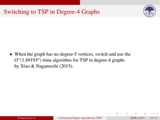 A Polynomial-Space Exact Algorithm for TSP in Degree-5 Graphs | PPT