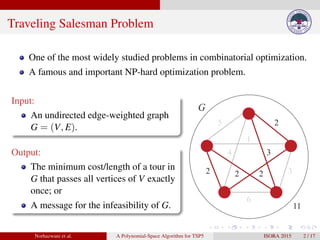 A Polynomial-Space Exact Algorithm for TSP in Degree-5 Graphs | PPT