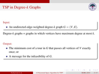 A Polynomial-Space Exact Algorithm for TSP in Degree-5 Graphs | PPT