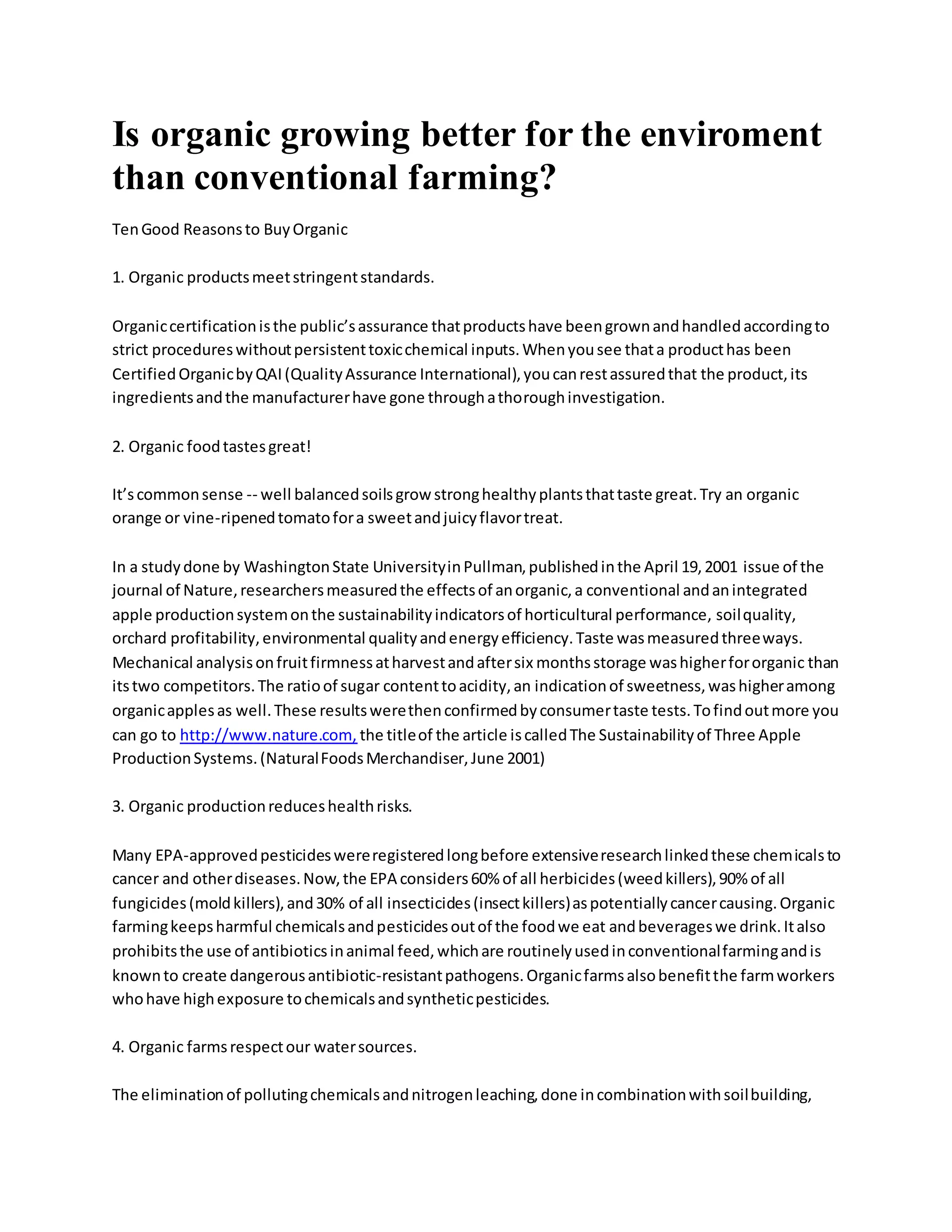 Organic Farming vs Conventional Farming | DOCX | Agriculture | Industries