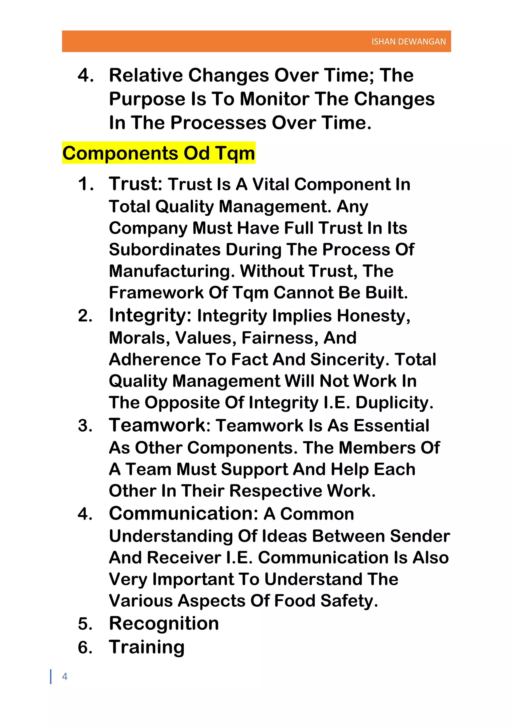 ISO SERIES, TQM - concept and need for quality, components of TQM, Risk ...