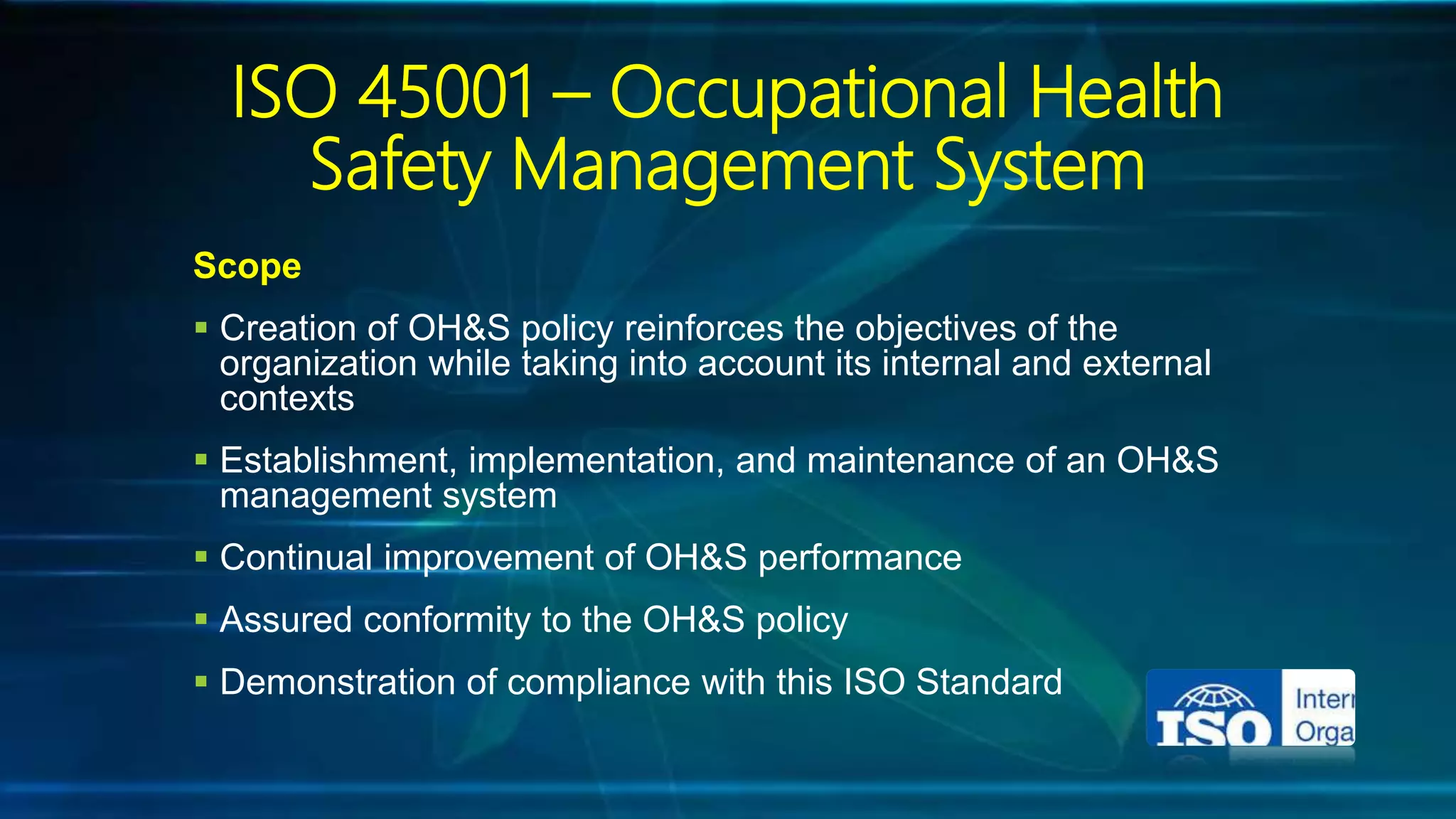 ISO Standard 45001 Occupational Health and Safety Management System | PPTX
