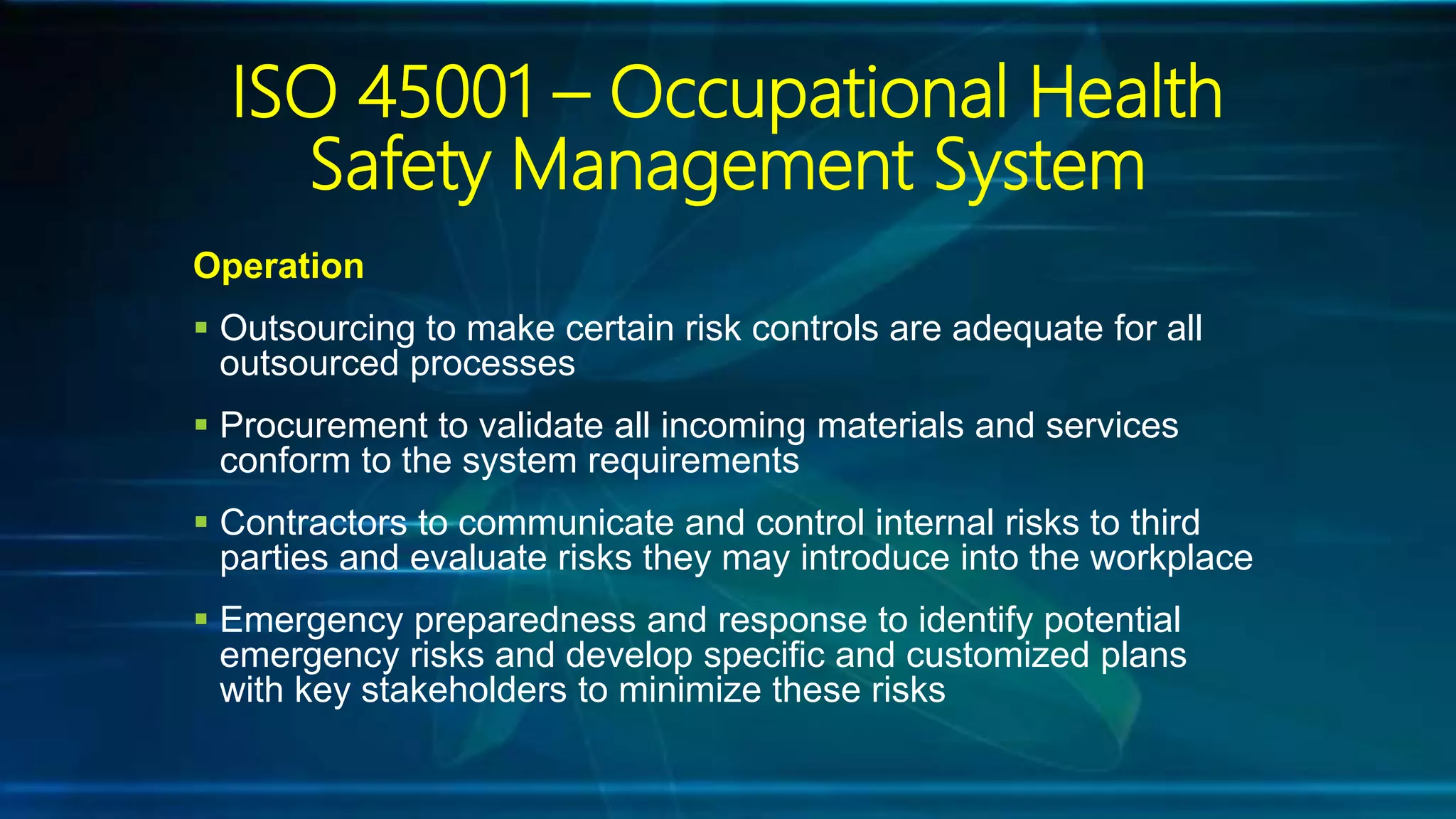 ISO Standard 45001 Occupational Health and Safety Management System | PPTX