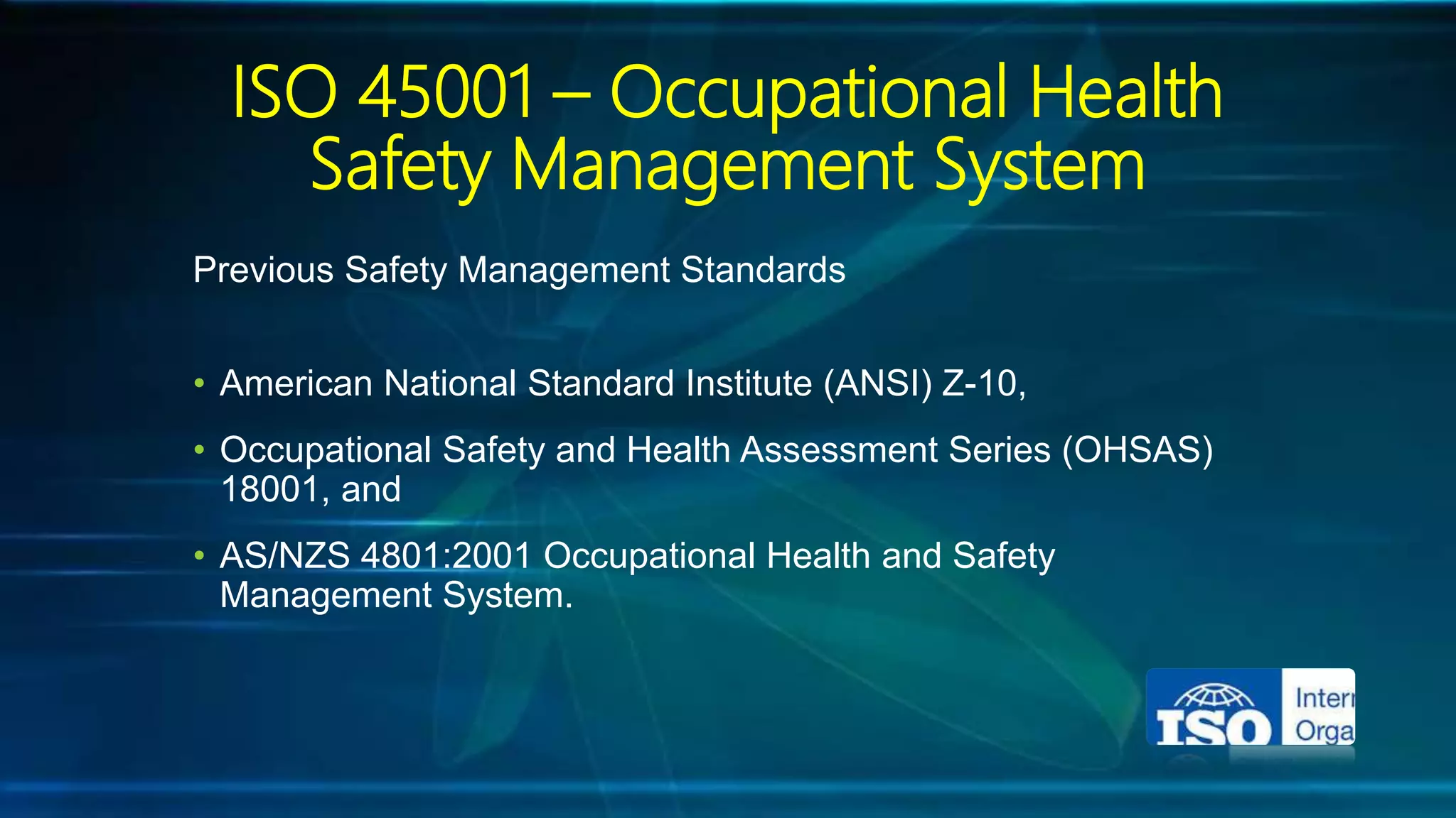 ISO Standard 45001 Occupational Health and Safety Management System | PPTX