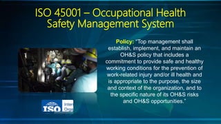ISO Standard 45001 Occupational Health and Safety Management System | PPTX