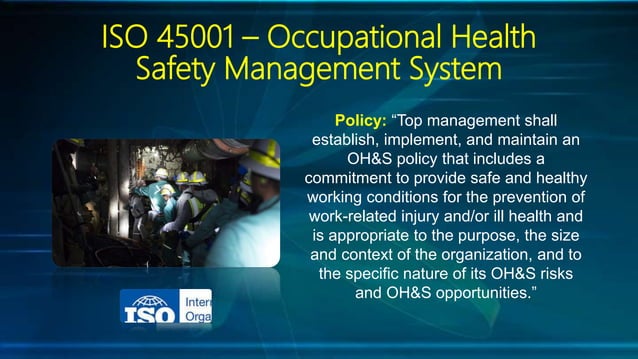 ISO Standard 45001 Occupational Health and Safety Management System | PPTX