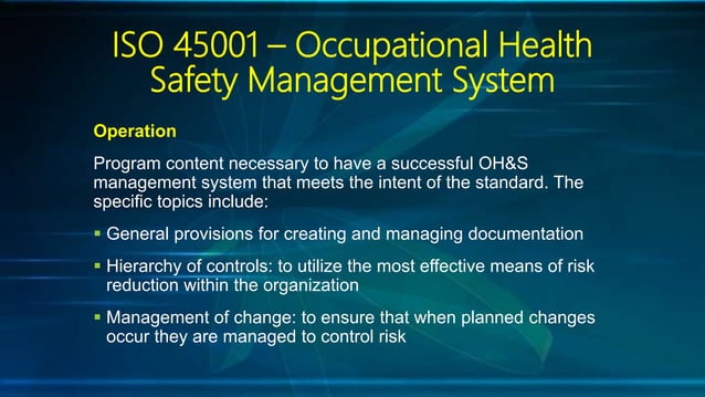 ISO Standard 45001 Occupational Health and Safety Management System | PPTX