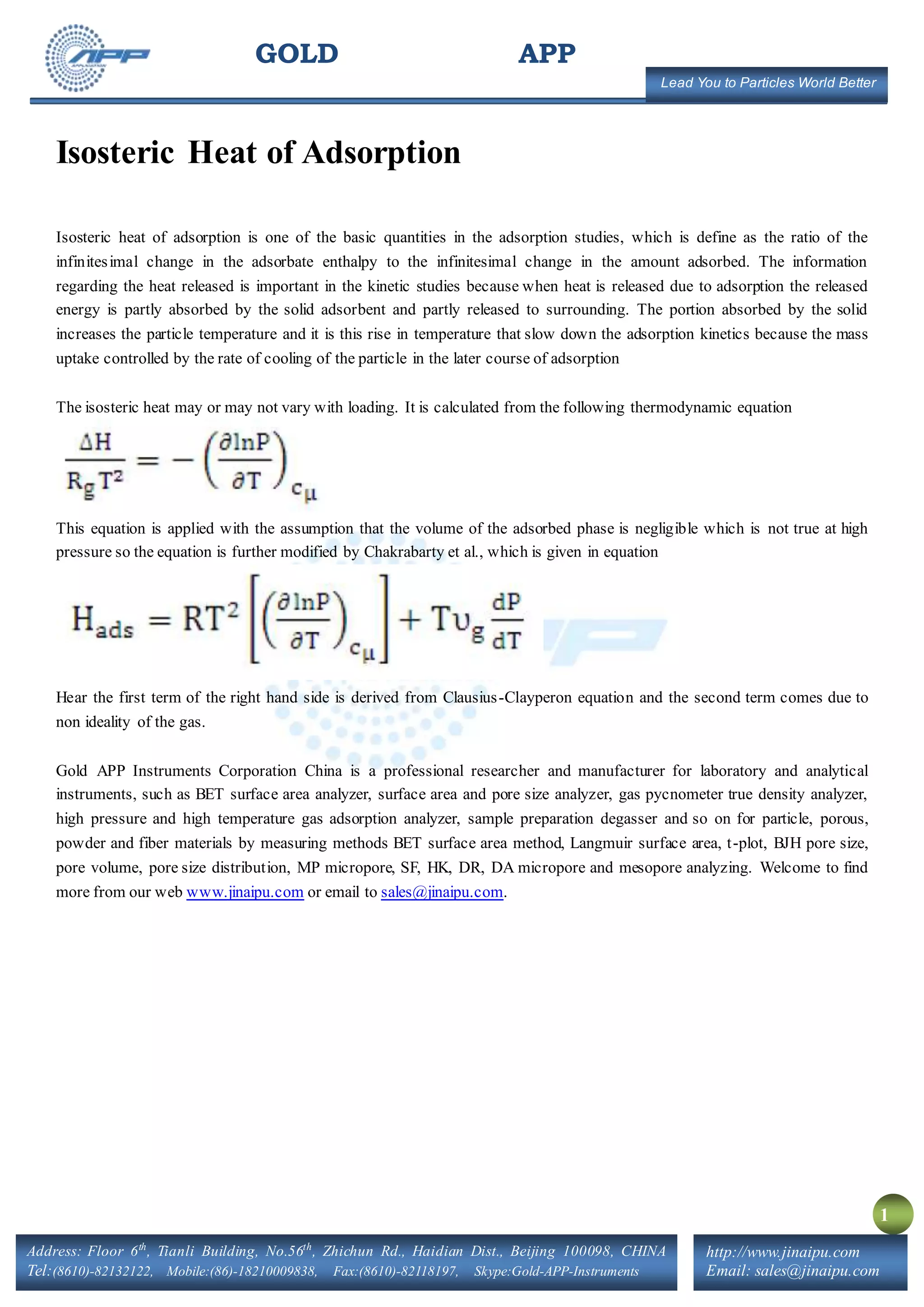 Isosteric heat of adsorption | DOCX