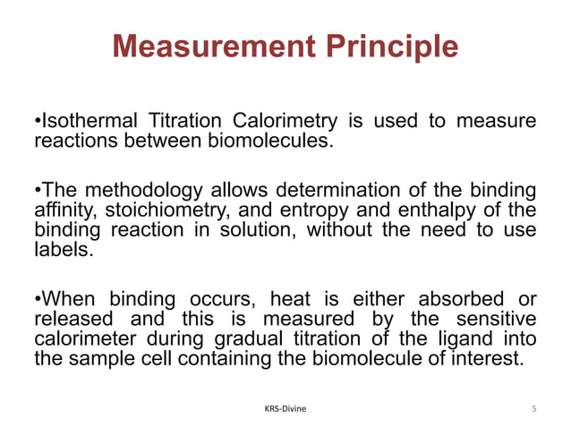 Isothermal titration calorimetry (ITC) | PPTX | Chemistry | Science